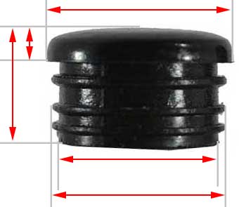 Plastic end Cap 25mm tube inserts Round DomeTop